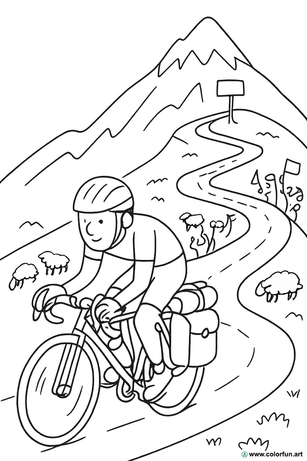 Disegno da colorare della montagna del Tour de France Scarica o Stampa ...